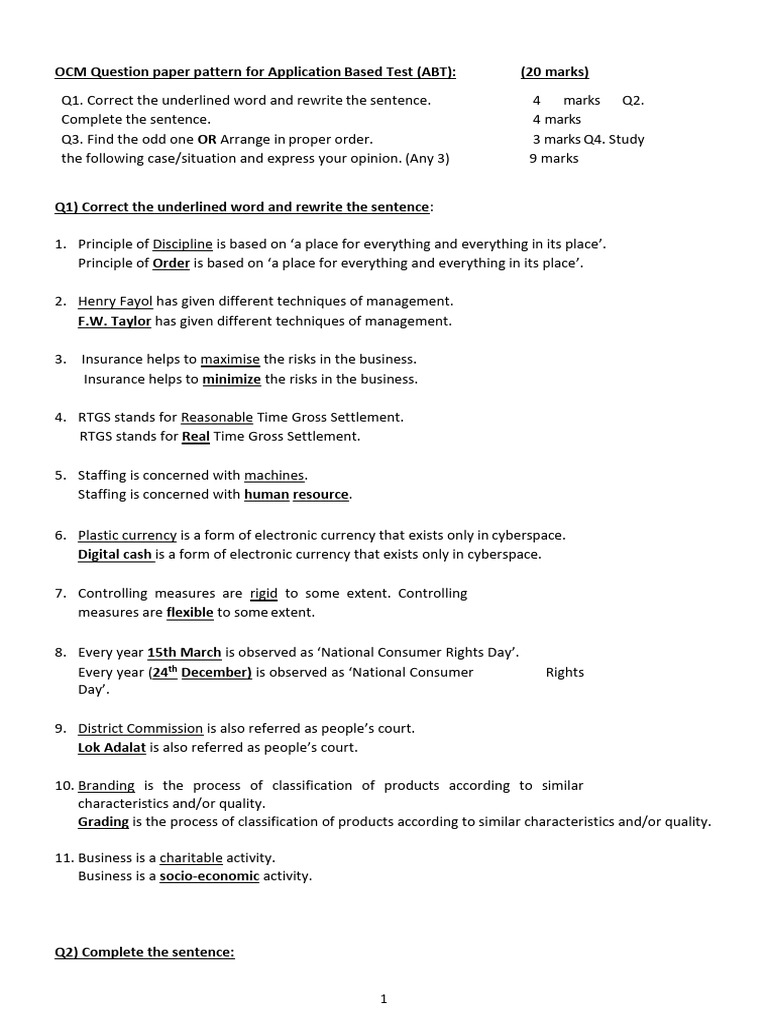 OCM (12 STD) ABT 2024 | PDF | Employment | Trade Union