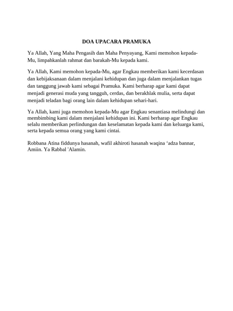 Doa Upacara Pramuka - 123238 | PDF