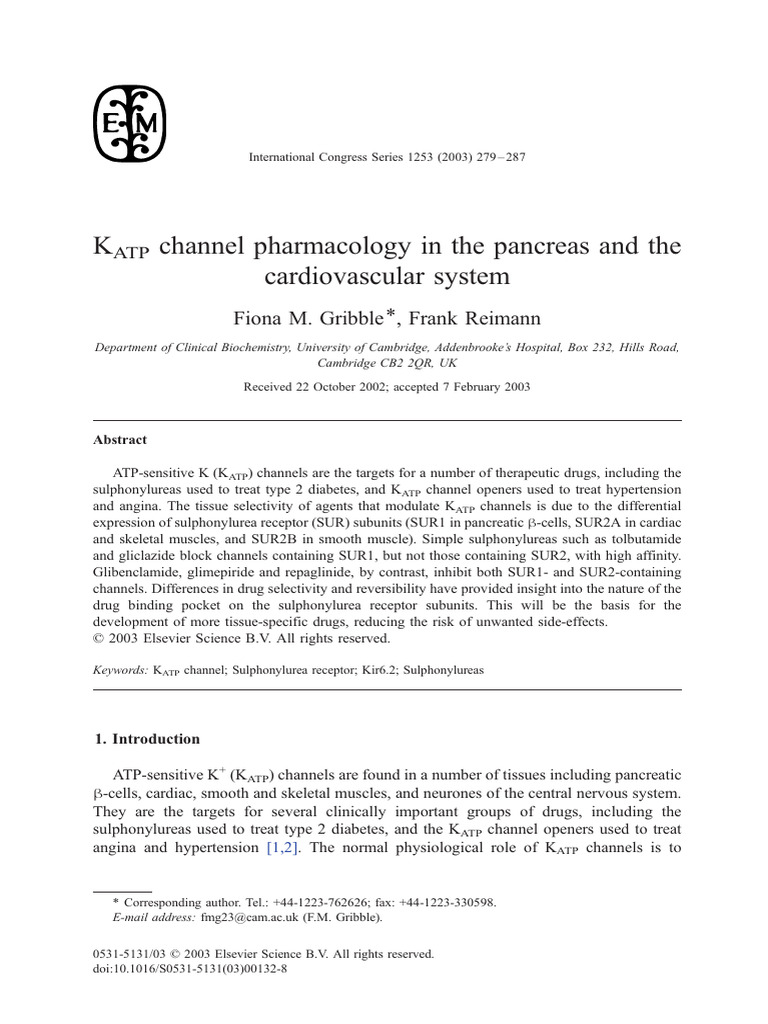 KATP Channel Pharmacology Overview | PDF | Enzyme Inhibitor | Cell Biology