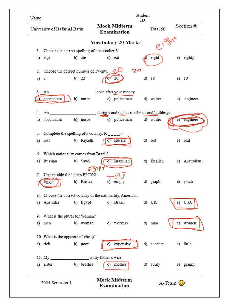 ENG1601 Mock Exam Midterm 2024 | PDF