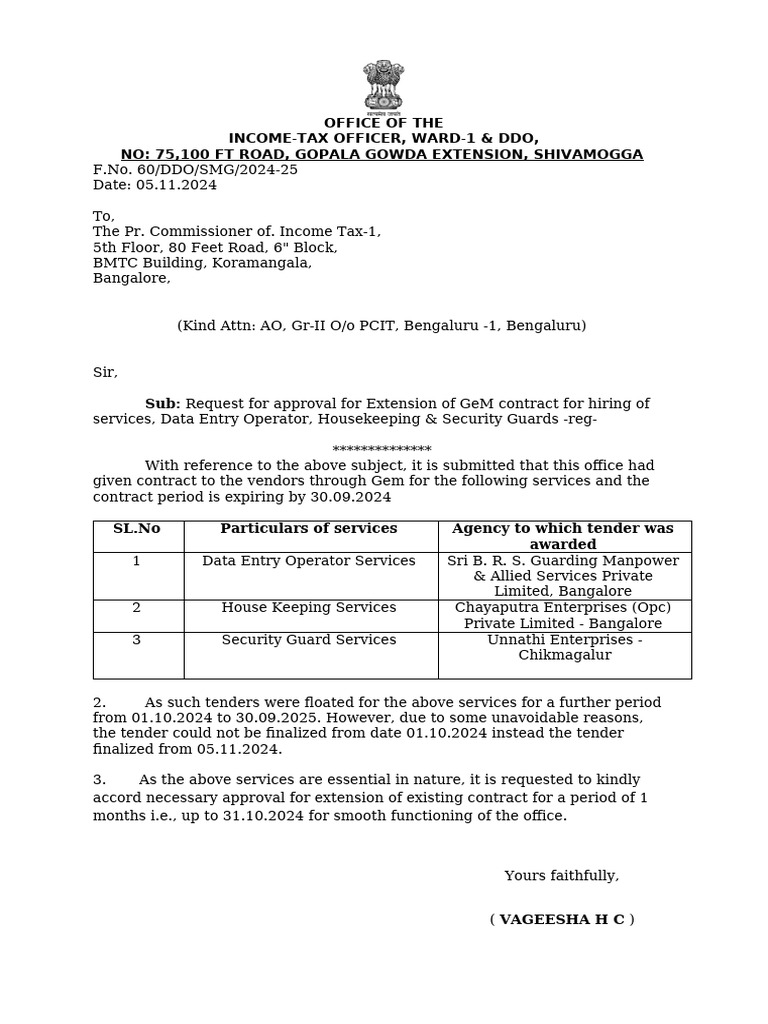Request for GeM Contract Extension | PDF