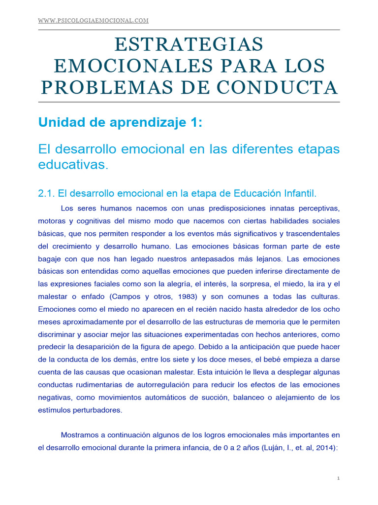 UA1 EST EMOC CONDUCTA | PDF | Las emociones | Autorregulación emocional