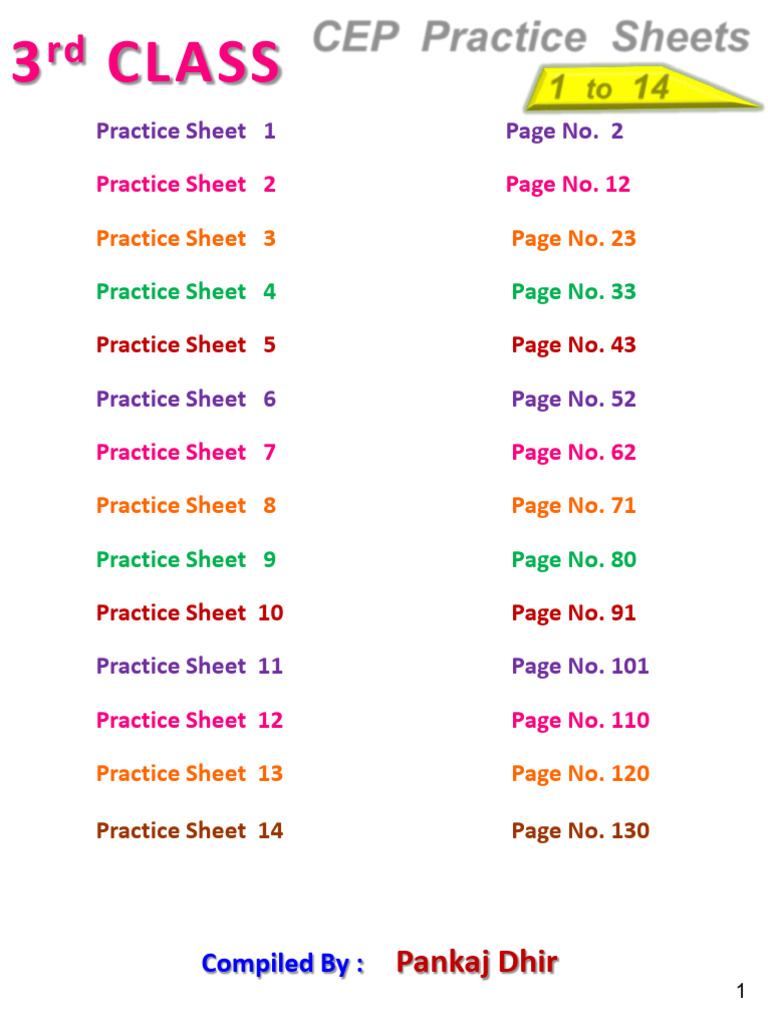 3rd CEP All 1-14 Practice Sheets PANKAJ DHIR | PDF