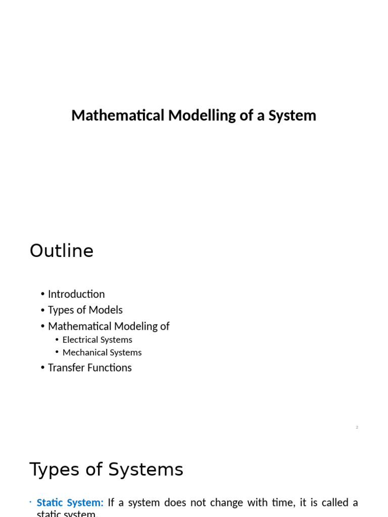 2 - 1 Mathematical Modeling of A System | PDF | System | Mathematical Model