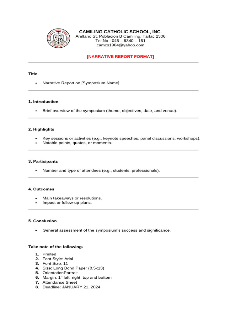 NARRATIVE-REPORT-FORMAT | PDF