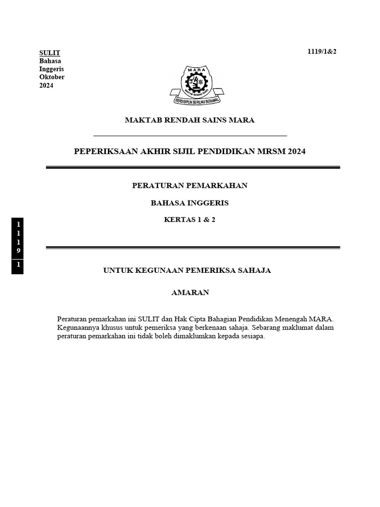 SPMRSM 24 PP K1 & k2 | PDF | Vocabulary | Word