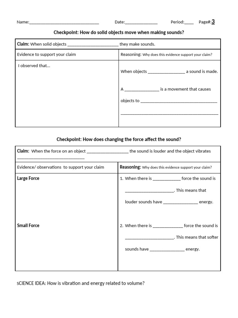 CERS - How Do Objects Move When They Make Sounds - (Lesson 3) | PDF
