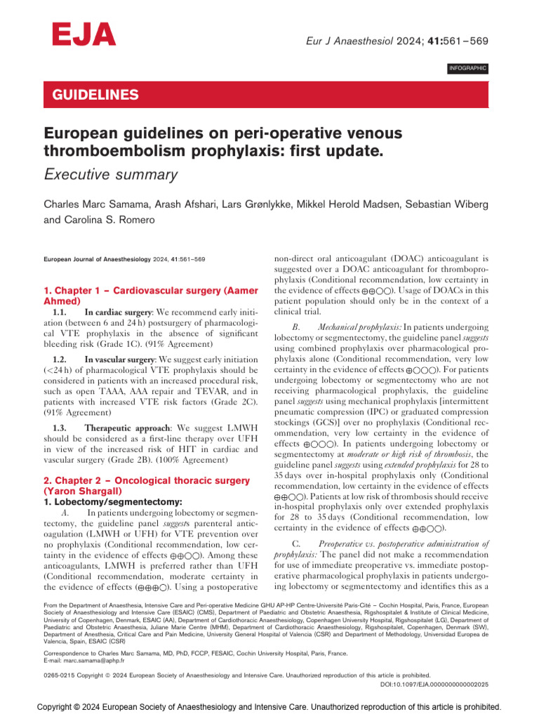 European Guidelines On Peri Operative Venous.3 | PDF | Cardiovascular ...