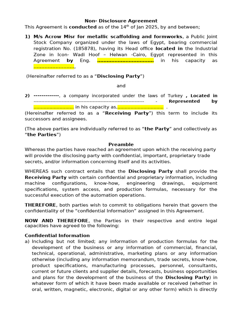 NDA - Template | PDF | Legal Remedy | Arbitration