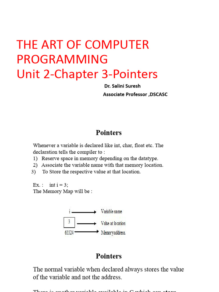 AOP Unit 2 Chapter 3 | PDF | Pointer (Computer Programming) | Variable (Computer Science)