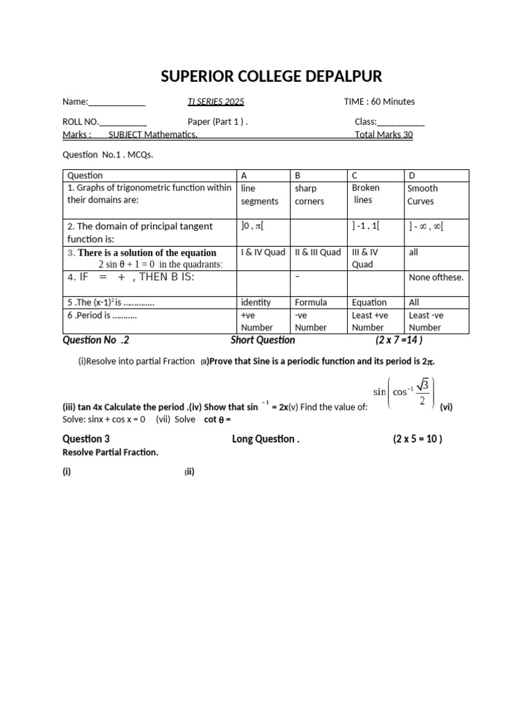 T1 Math 1st Year Pdf