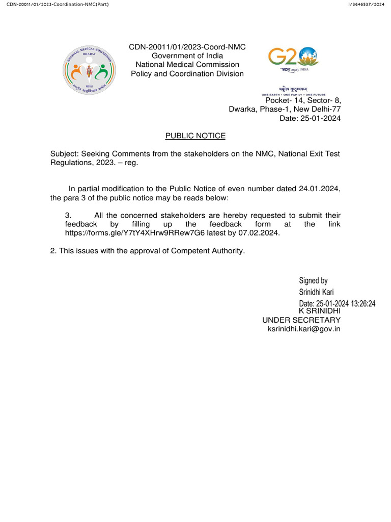 NMC National Exit Test Feedback Request | PDF