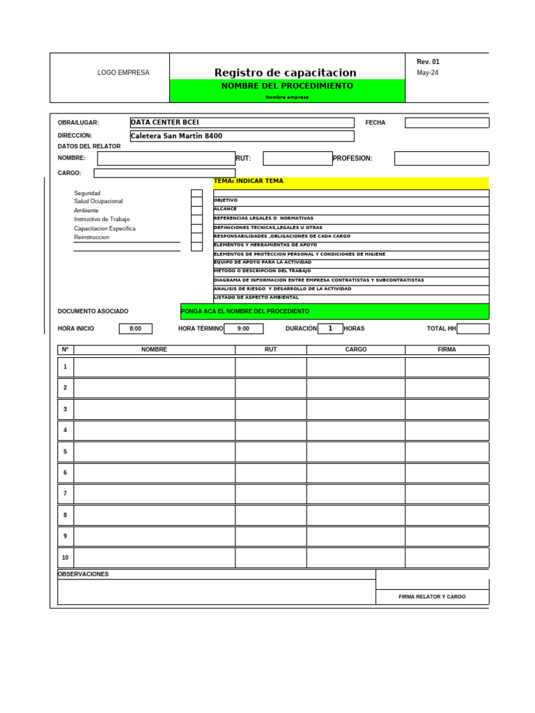 Registro de Capacitación BCEI | PDF