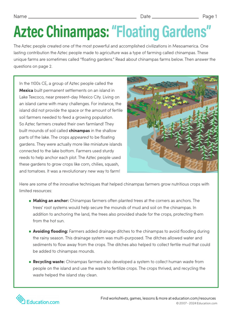 Aztec Chinampas Floating Gardens | PDF | Agriculture