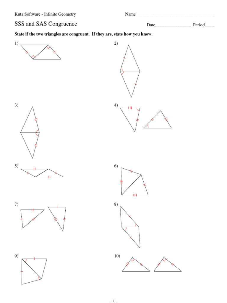 SSS and SAS Triangle Congruence Worksheet | PDF | Euclidean Geometry ...
