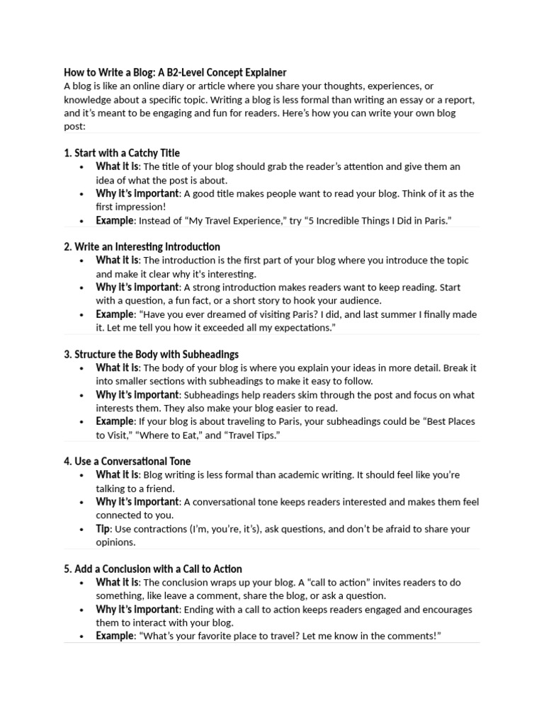 Blogging Basics for B2 Learners | PDF | Blog | Cognition