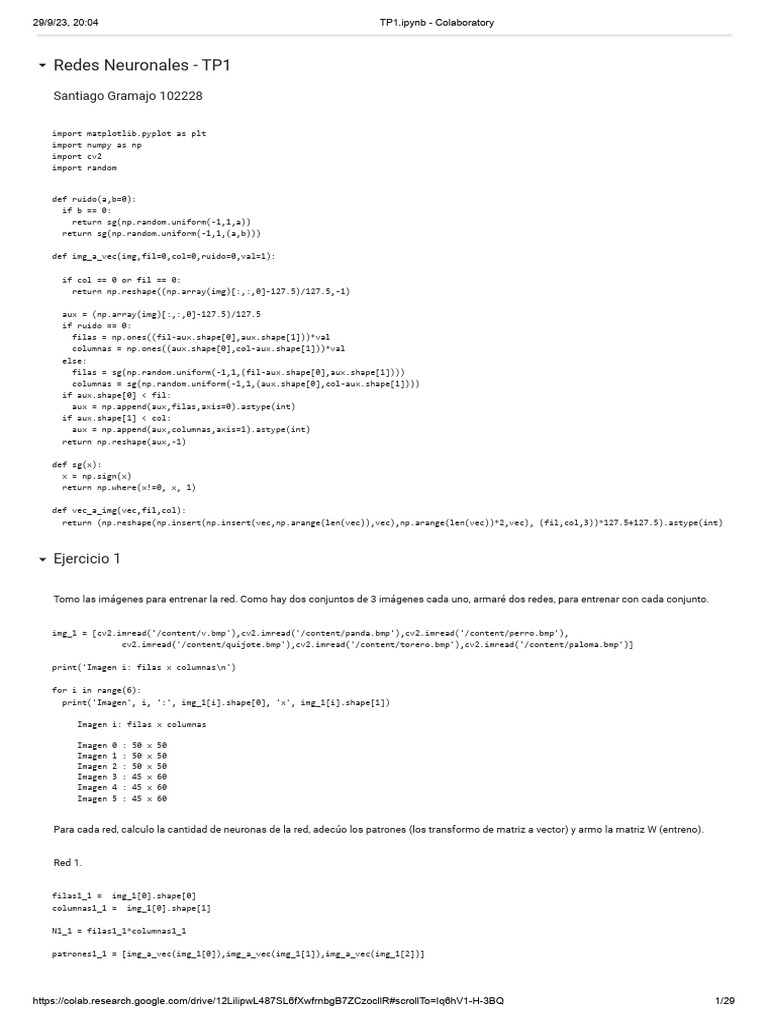 Redes Neuronales - Programación Red de Hopfield | PDF | Matemáticas ...