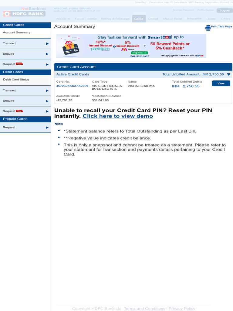 Welcome To HDFC Bank NetBanking | PDF