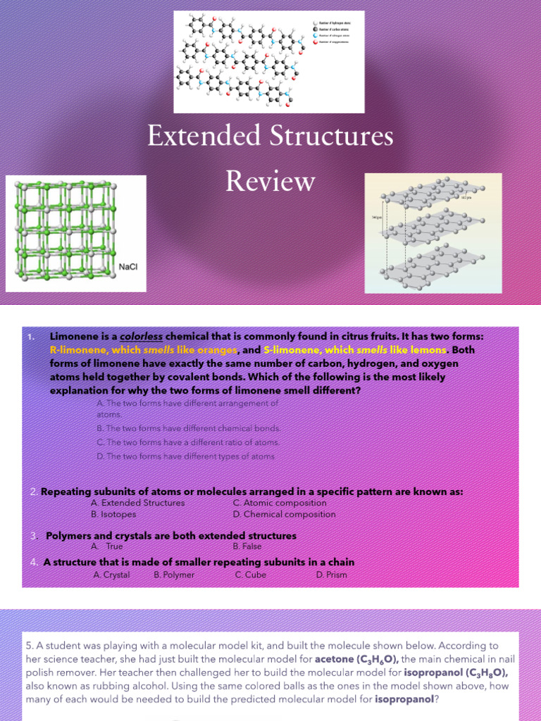 Extended Structures Review | PDF | Atoms | Molecules