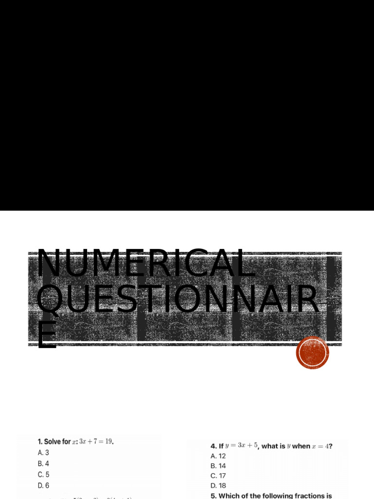 Numerical Questionnaire | PDF