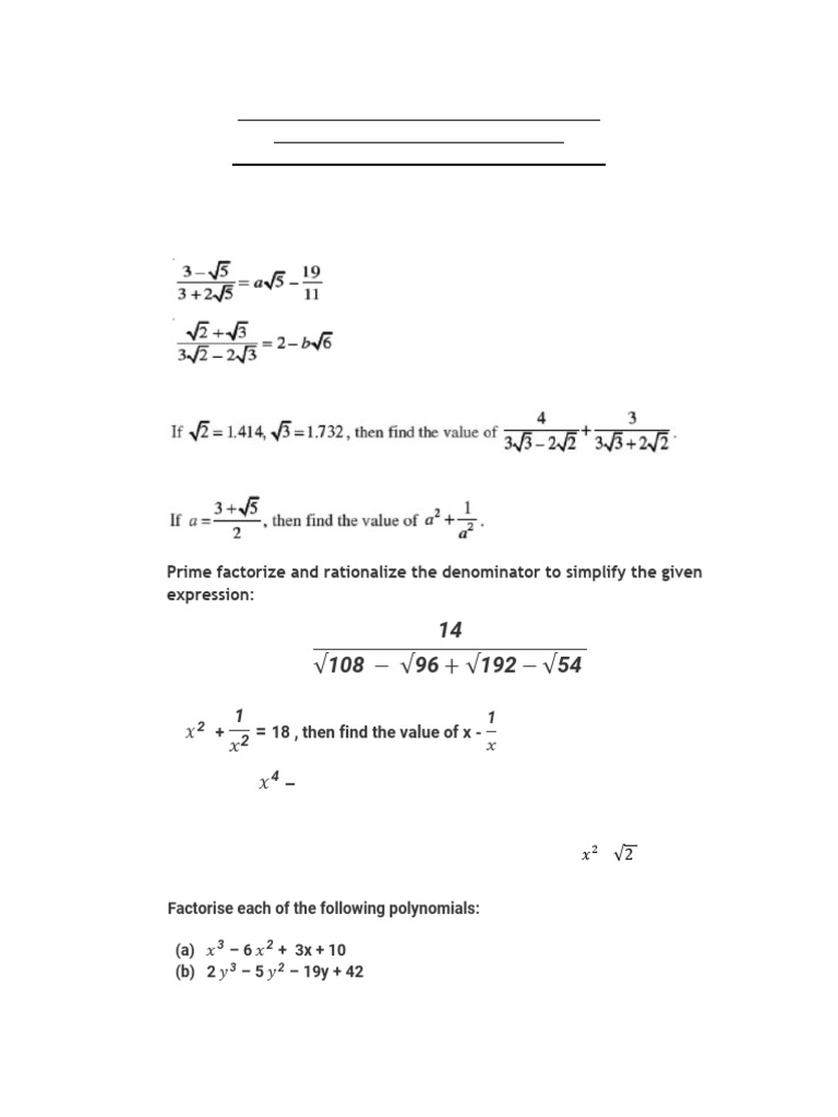 HHW MATHS PRACTICE SUMS (2024-25) | PDF