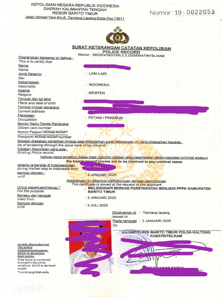 SKCK - Geri Sapertama | PDF