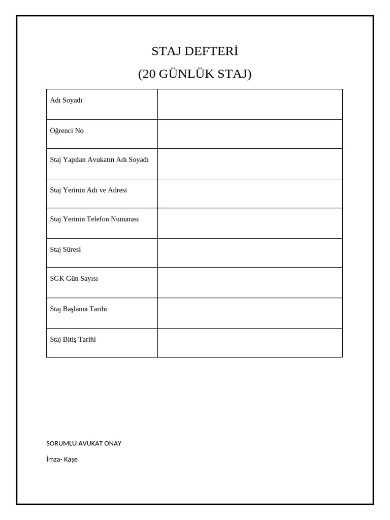 20 Gunluk Staj Defteri TR | PDF