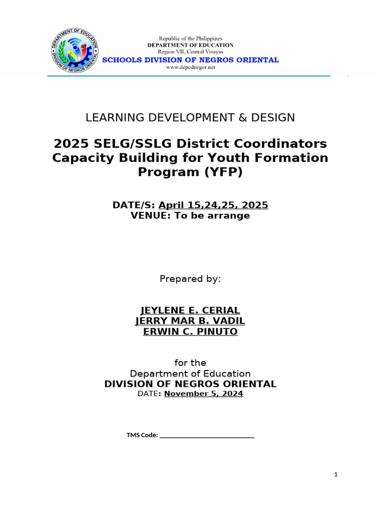 2025 SELG - SSLG District Coordinators Capacity Building For Youth ...