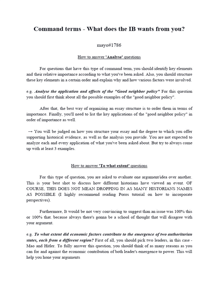 Command Terms | PDF | Essays | Policy