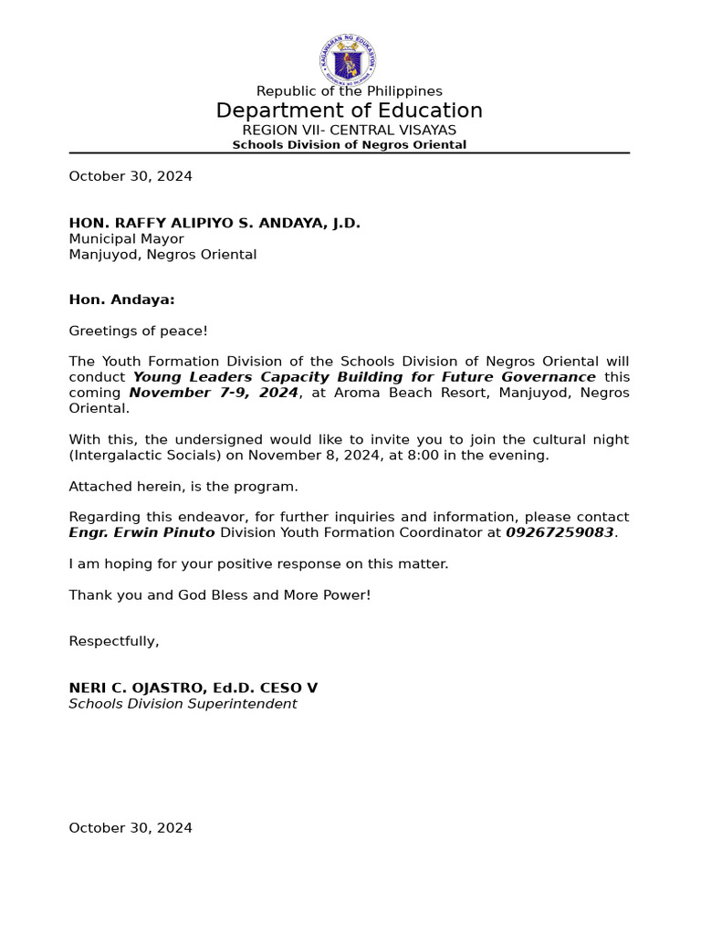 LETTER-REQUEST-YLCB-2024 | PDF | Government | Public Administration
