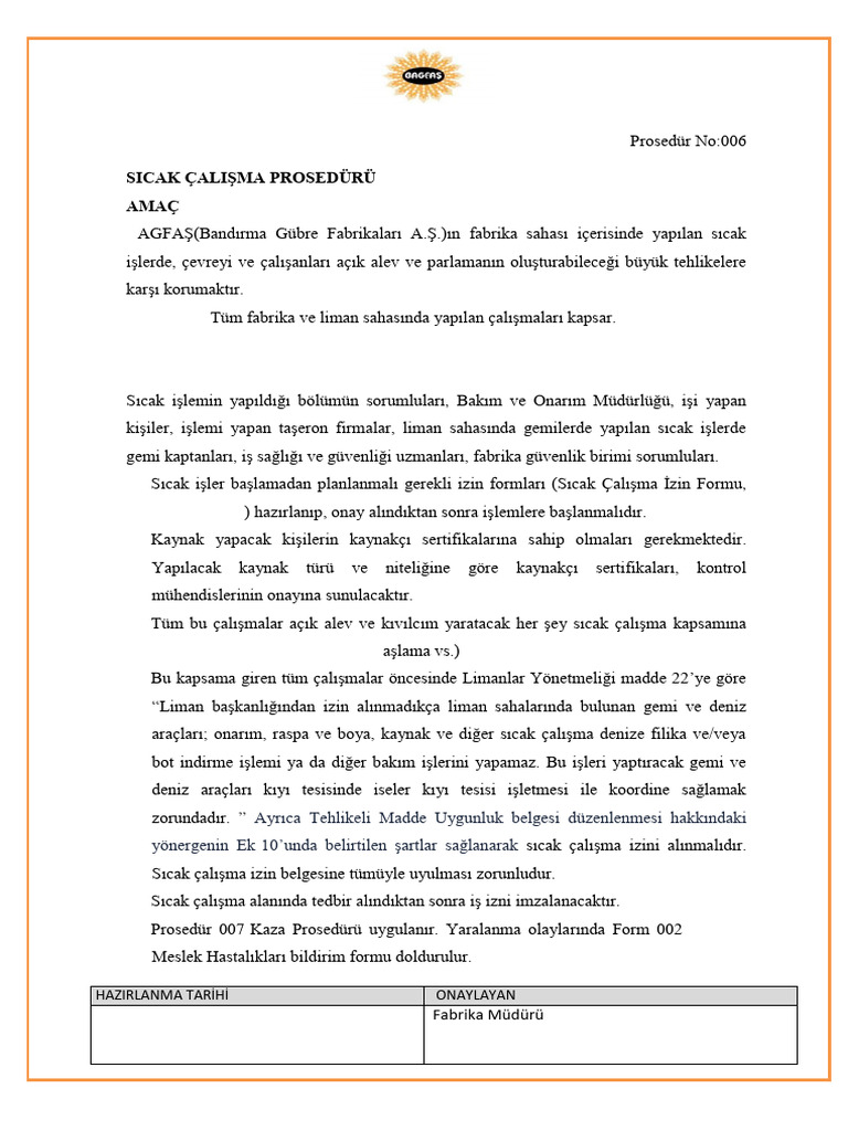 006 Sicak Calisma Proseduru | PDF