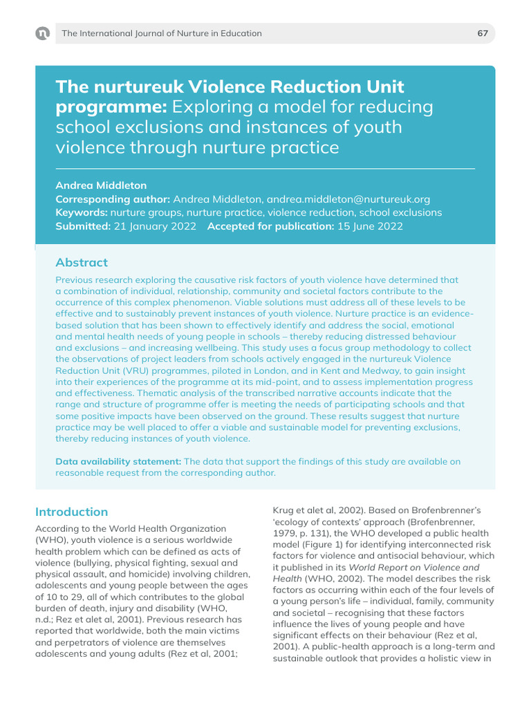Reducing Youth Violence Through Nurture | PDF | Violence | Attachment ...
