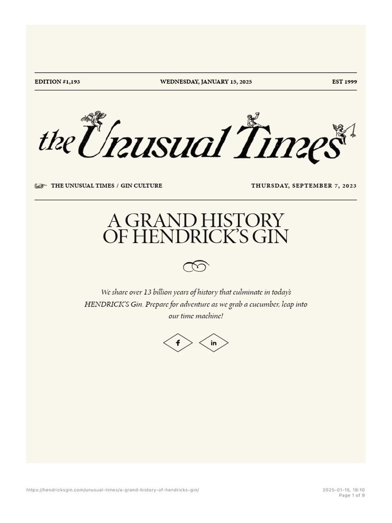 A Grand History of Hendrick's Gin | PDF | Gin | Martini (Cocktail)
