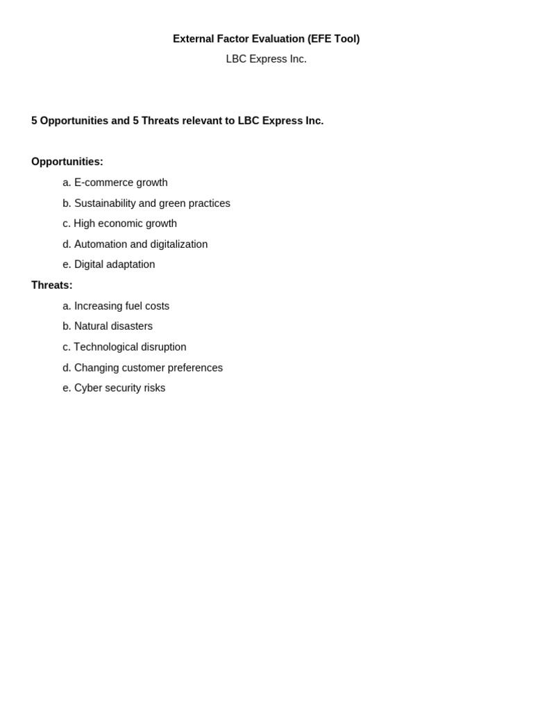 External Factor Evaluation | PDF | E Commerce | Sustainability