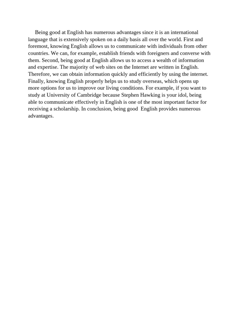 Benefits of Being Good at English | PDF