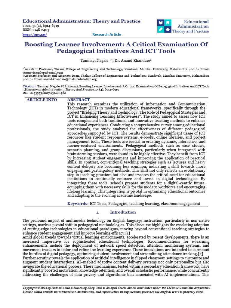 Boosting Learner Involvement A Critical Examination of Pedagogical ...