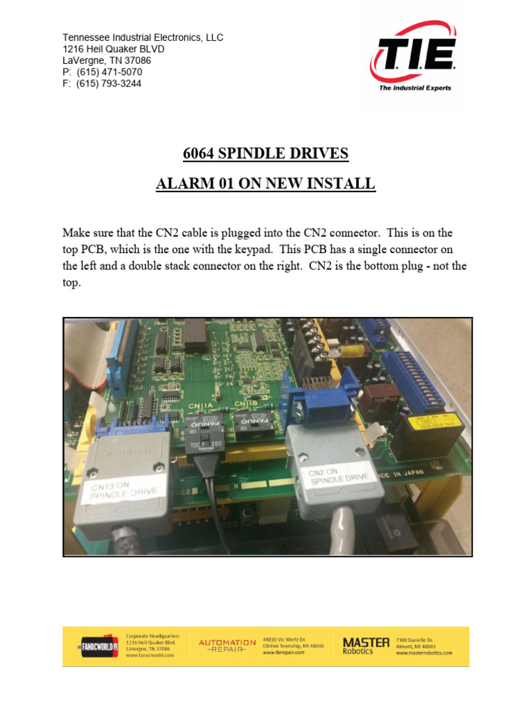 Fanuc A06b 6064 Spindle Drive With Alarm 01 On New Install | PDF