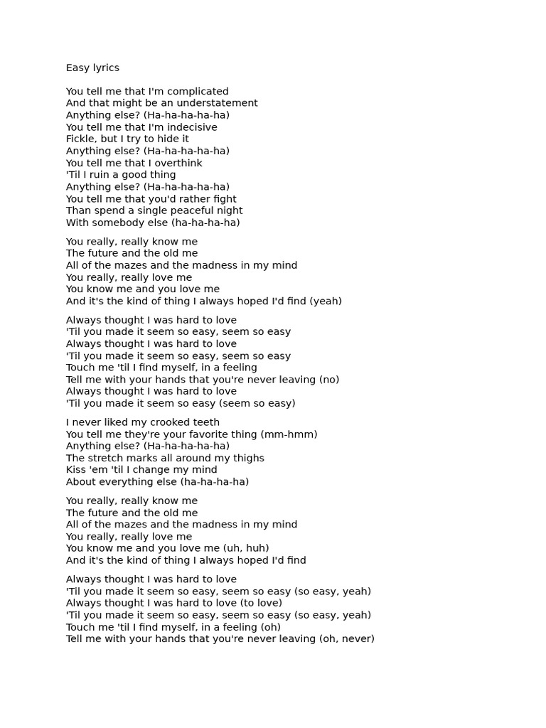 "Easy Lyrics: Overcoming Self-Doubt" | PDF