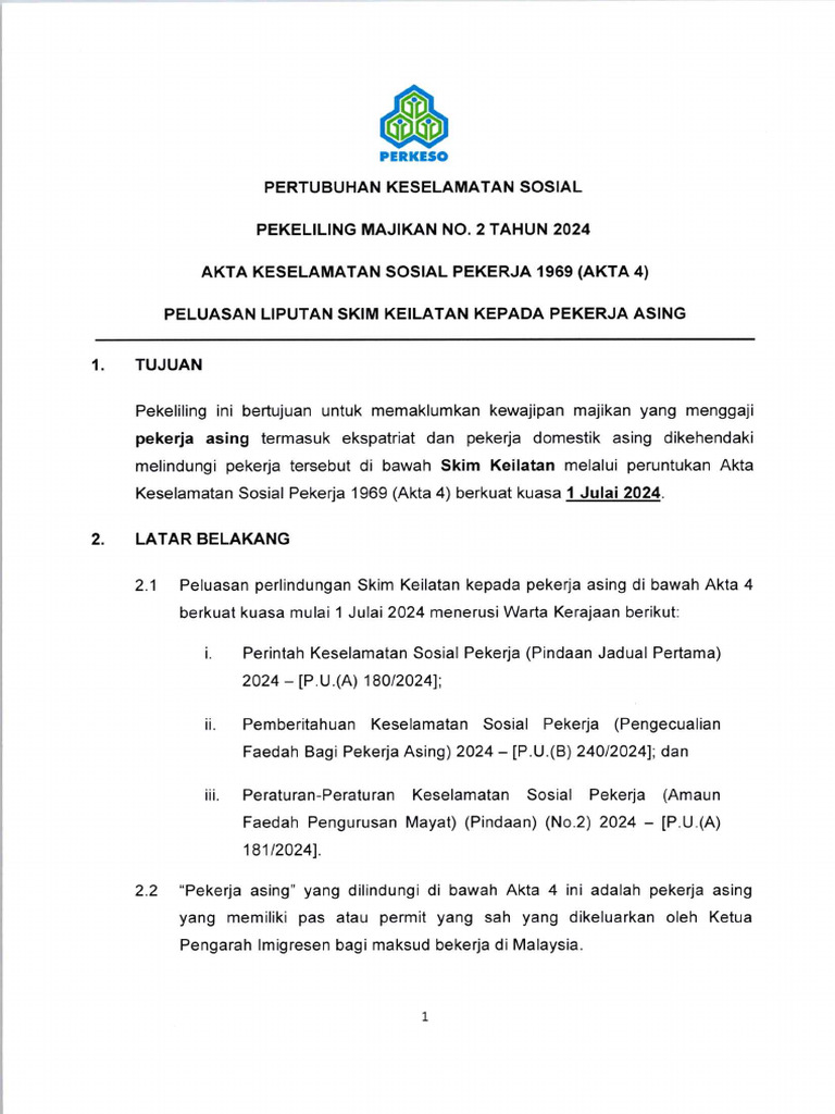 Pekeliling Majikan No. 2 Tahun 2024 (Ilat Pa) | PDF