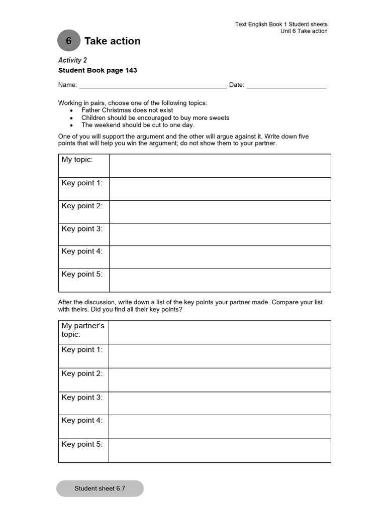 Unit 6 Lesson 3 Identifying The Main Points | PDF