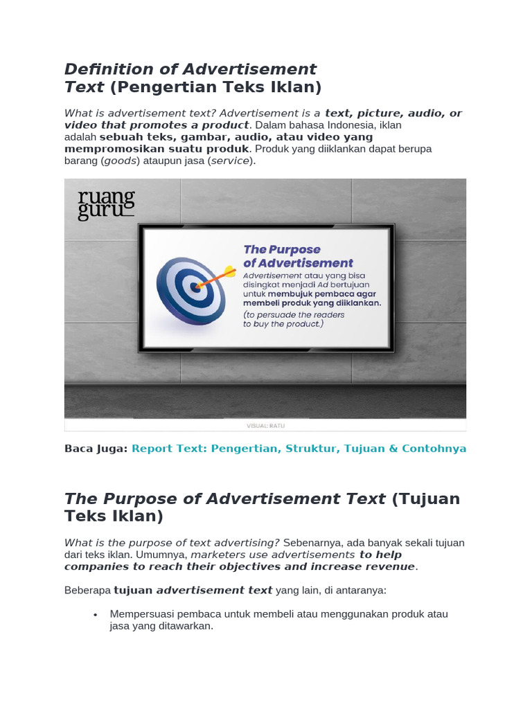 Definition of Advertisement Text | PDF