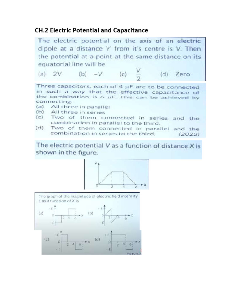 CH.2 Electric Potential and Capacitance | PDF
