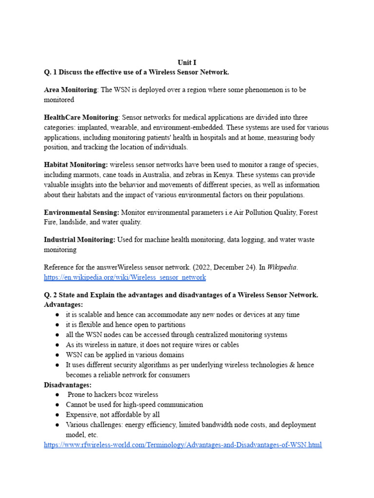 Wireless Networks Question's | PDF | Wireless Sensor Network | Wireless ...