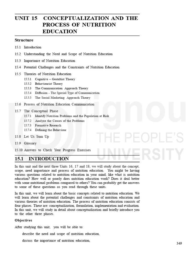 Nutrition Education: Concepts and Process | PDF | Communication ...