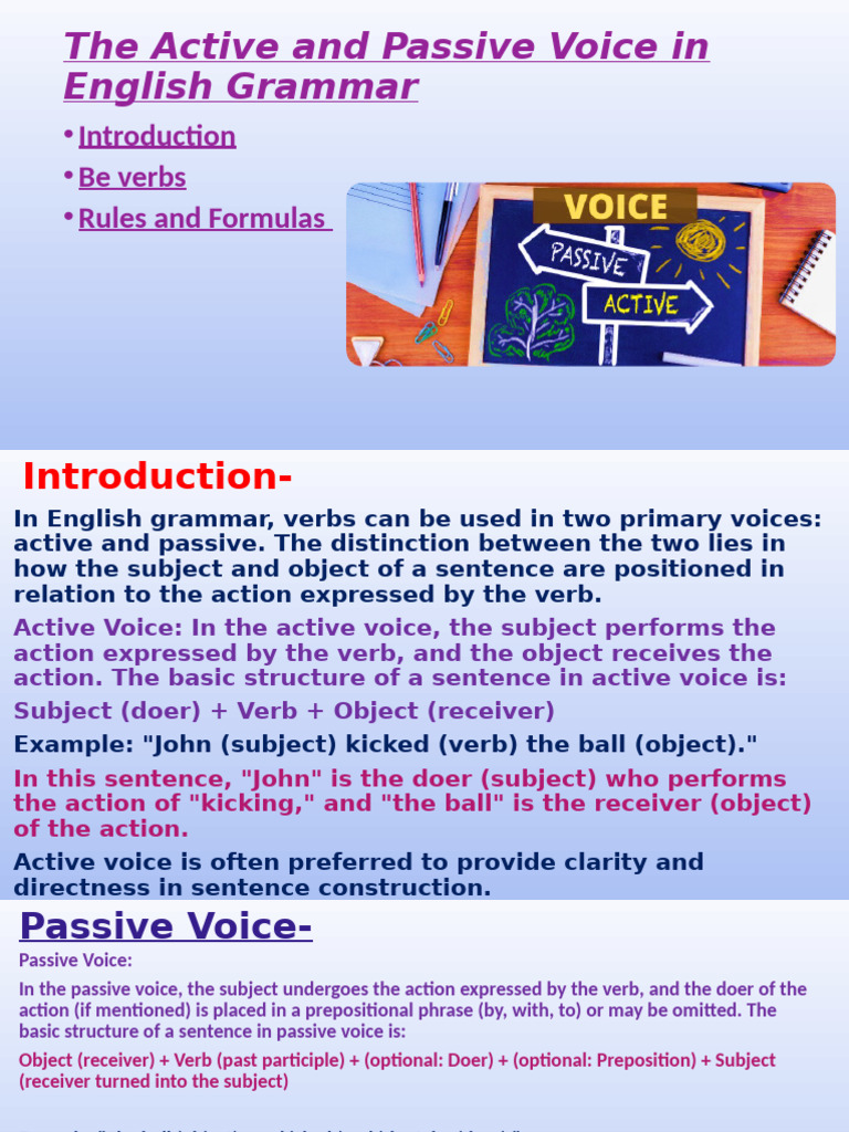Voice (Active and Passive) | PDF | Verb | Subject (Grammar)