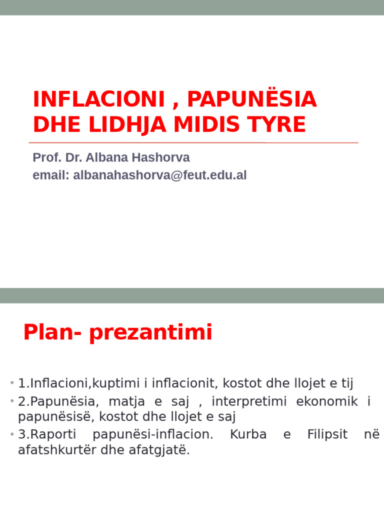 Inflacioni Dhe Papunesia | PDF