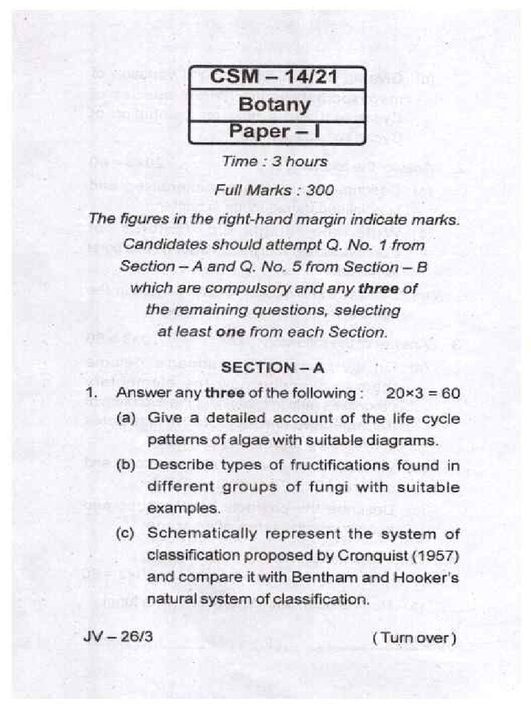 Paper I Botany | PDF