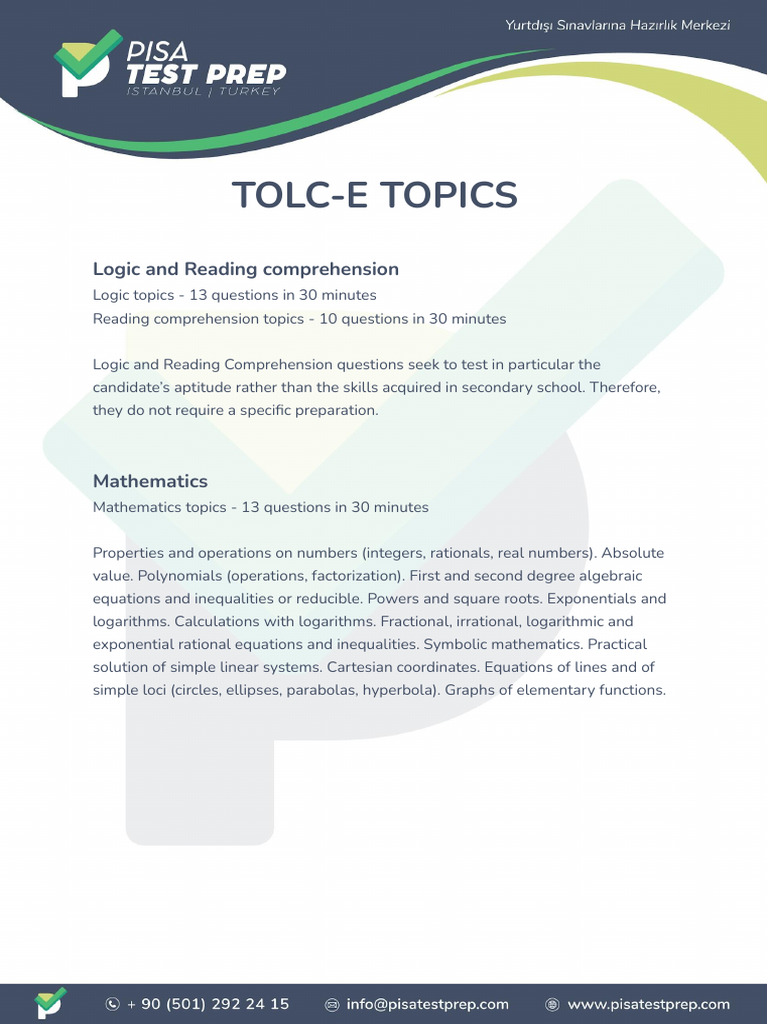 TOLC-E TOPICS _ 2024 (1) | PDF