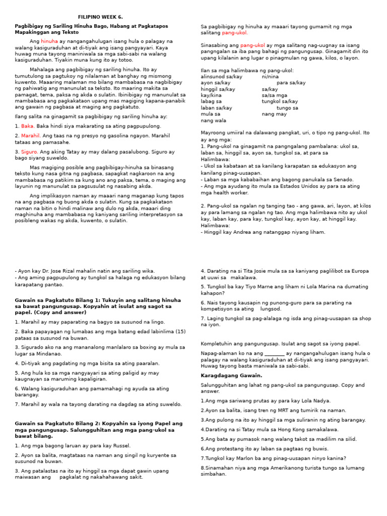 Filipino Week 6 | PDF