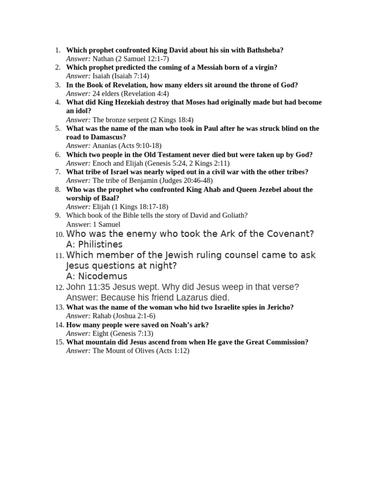 Which Prophet Confronted King David About His Sin With Bathsheba | PDF